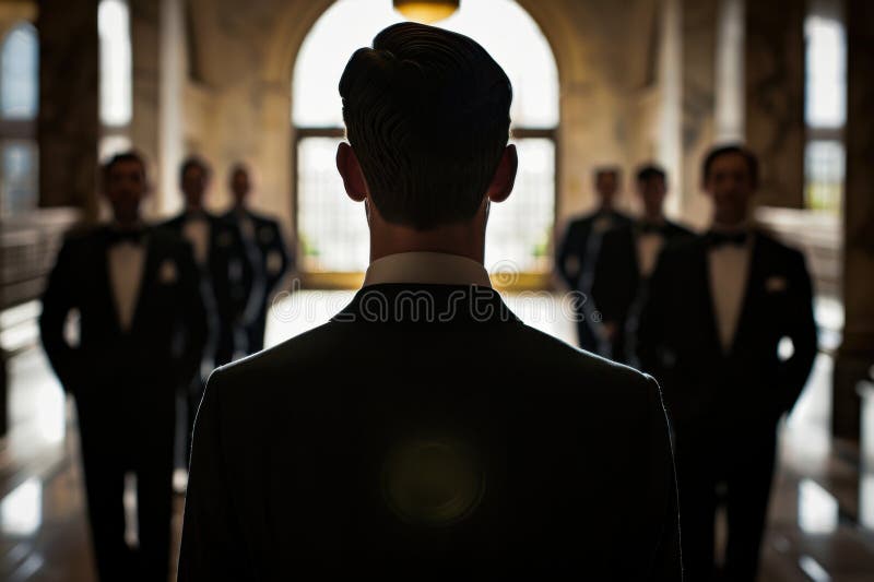 Men in Formal Suits Standing in an Elegant Hall Stock Photo - Image of ...