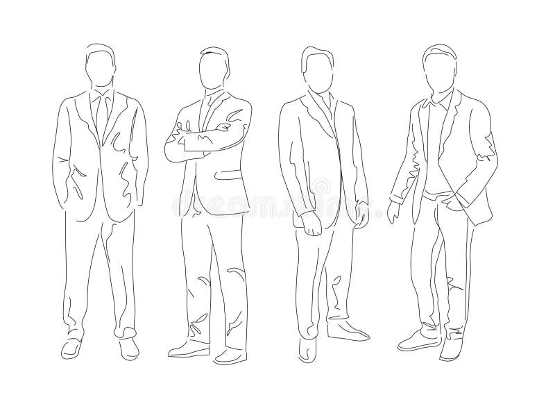 Group of Men Dressed in the Suit Stock Vector - Illustration of beauty ...
