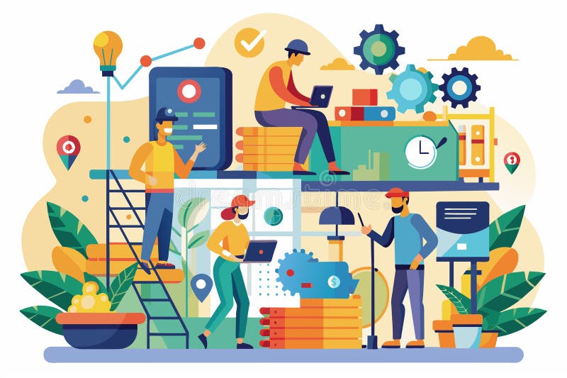 A Group of Men Engages in a Productive Work Process in a Contemporary ...