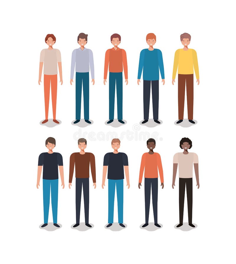 Group of Men Friends Characters Stock Vector - Illustration of student ...