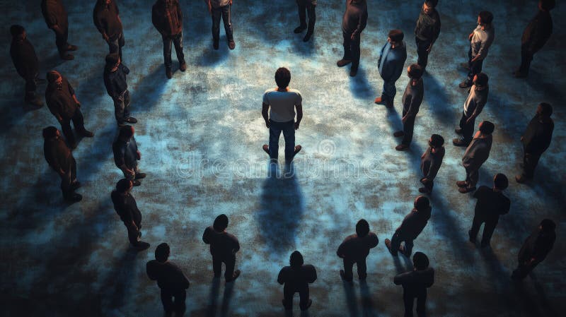 Group of Men Intimidating Another Man Standing Alone Stock Illustration ...