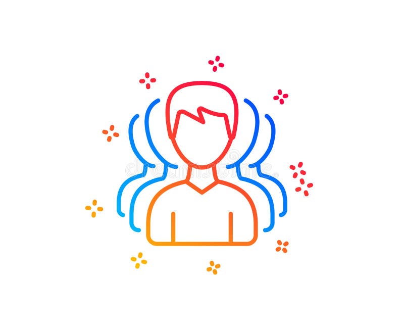 Group of Men Line Icon. Teamwork Sign. Vector Stock Vector ...