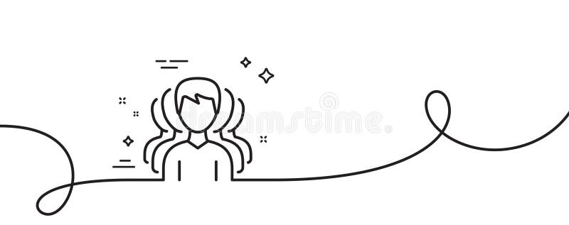 Group of Men Line Icon. Teamwork Sign. Continuous Line with Curl ...