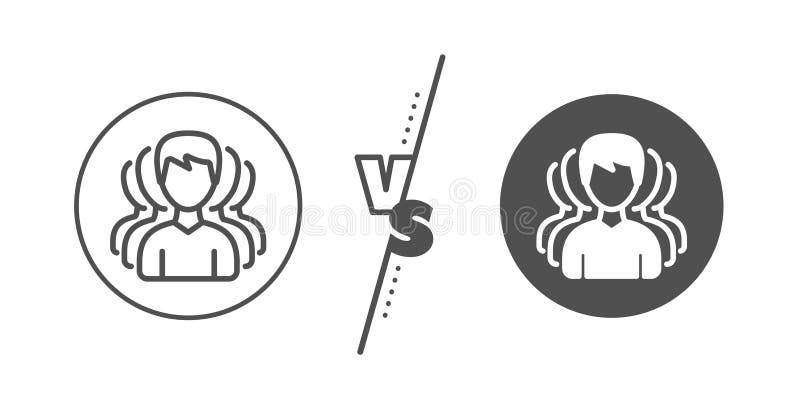 Group of Men Line Icon. Teamwork Sign. Vector Stock Vector ...