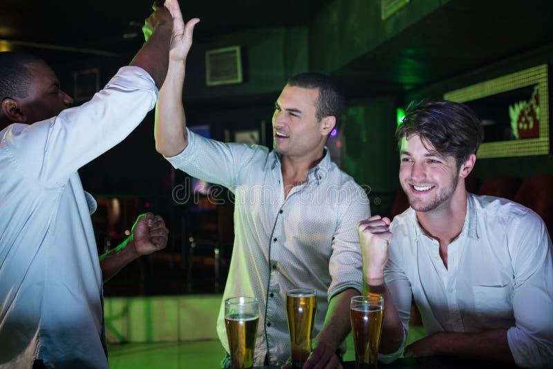 Group of Men Partying with Glass of Beer Stock Photo - Image of length ...
