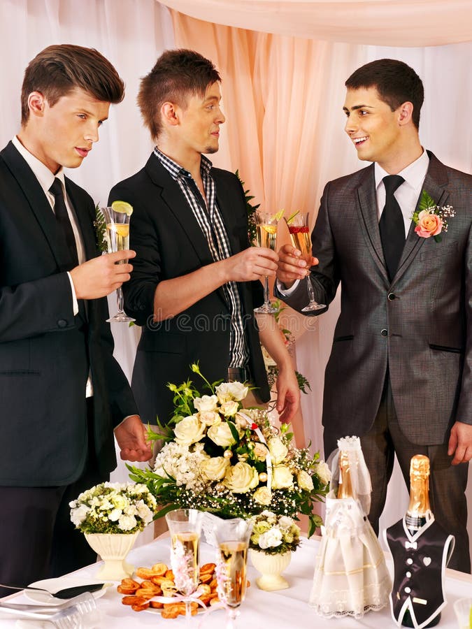 Group Men People at Stage Party . Stock Image - Image of happy, cutlery ...