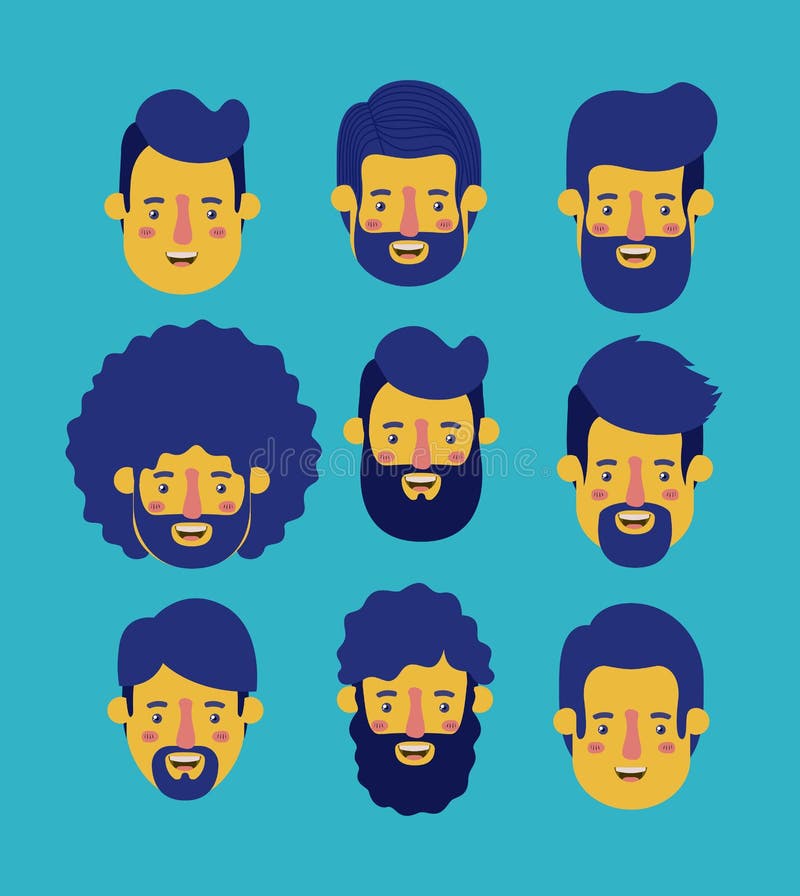 Group of Men Retro Styles Characters Stock Vector - Illustration of ...