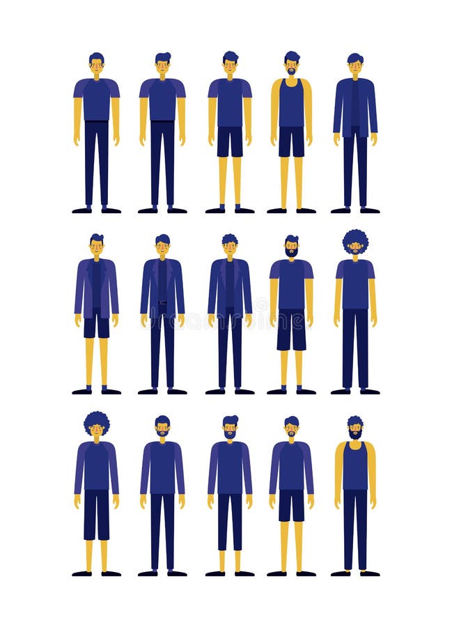 Group of Men Retro Styles Characters Stock Vector - Illustration of ...