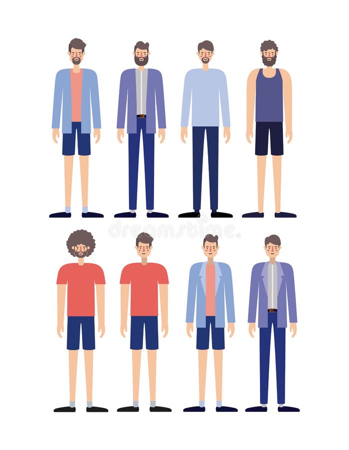 Group of Men Retro Styles Characters Stock Vector - Illustration of ...
