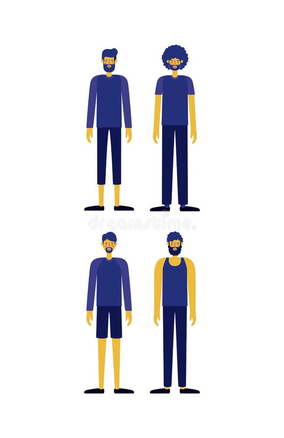 Group of Men Retro Styles Characters Stock Vector - Illustration of ...