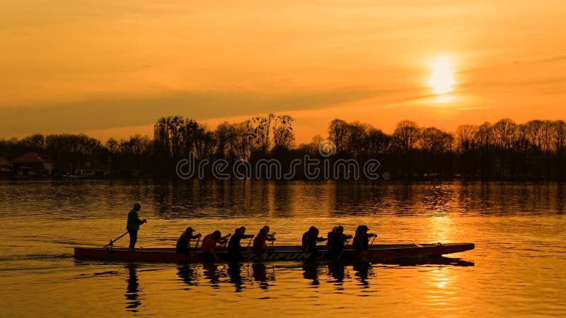 Rowing at Sunset on the Indian Ocean, Western Australia Stock Photo ...