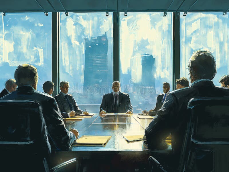 A Group of Men are Sitting Around a Table in a Boardroom Stock Image ...