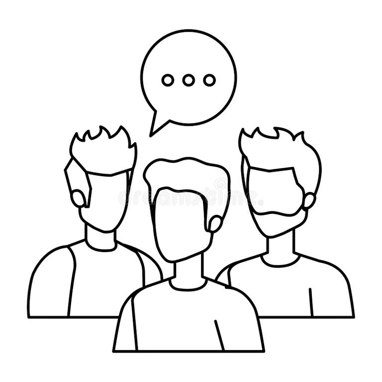 Group of Men with Speech Bubble Stock Vector - Illustration of male ...