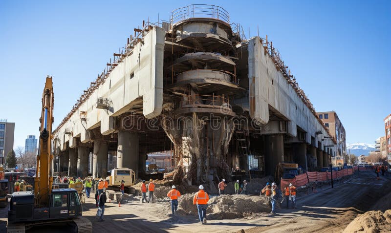 Group of Men Standing in Front of Building Under Construction Stock ...