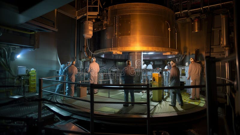 A Group of Men Standing in Front of a Nuclear Reactor Machine. AI ...