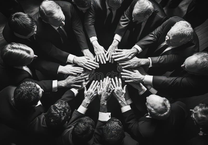 Group of Men in Suits are Holding Hands in a Circle Stock Image - Image ...