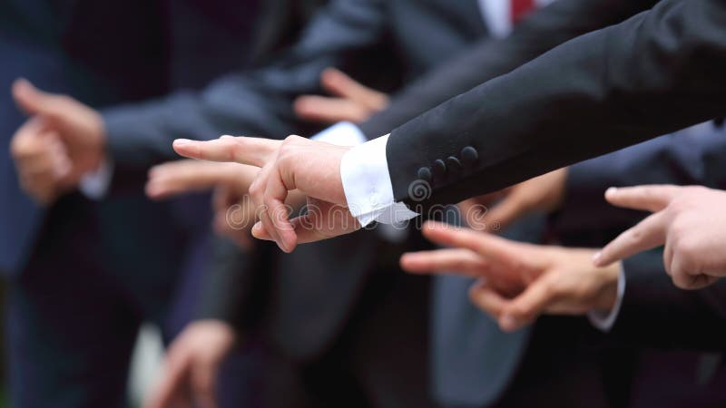 Group of Men in Suits Show Different Hand Gestures Stock Image - Image ...