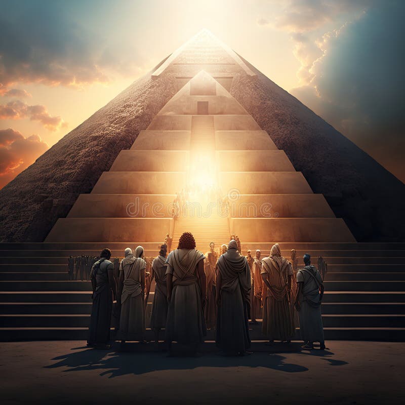 Group of Messiahs Gathered in Front of the Beautiful Pyramid Steps ...