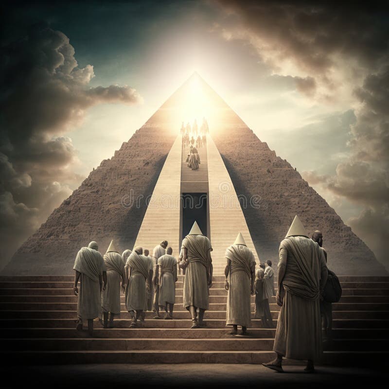 Group of Messiahs Gathered in Front of the Beautiful Pyramid Steps ...