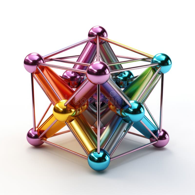 A Group of Metallic Balls and a Metal Structure Stock Illustration ...