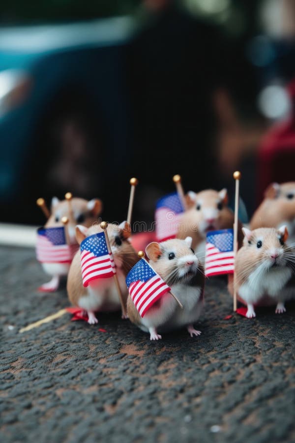 A Group of Mice with American Flags on Them. Generative AI Image. Stock ...