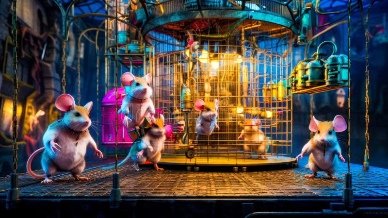 Group of Mice in Cage with Birdcage in the Background. Generative AI ...