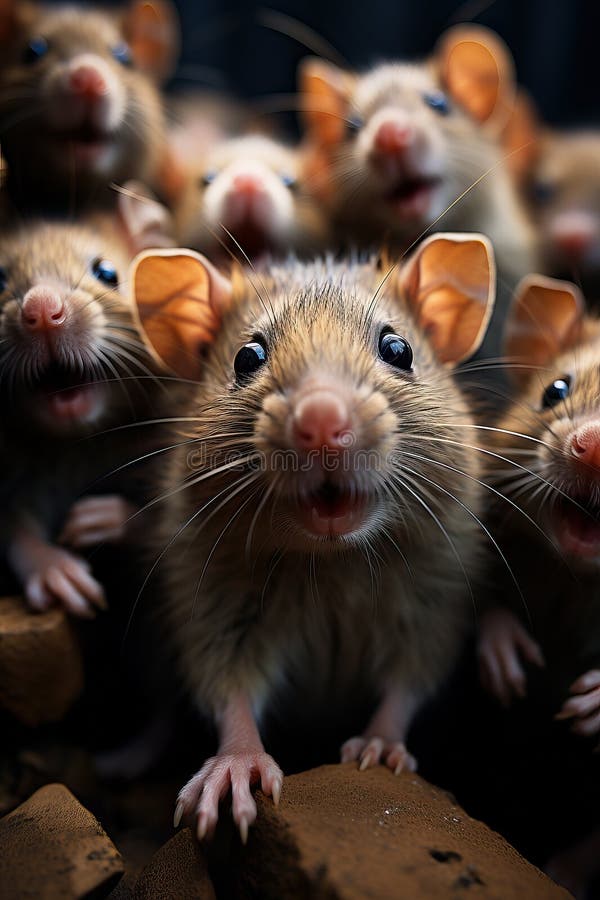 A Group of Mice Captured in a Moment of Collective Curiosity. AI ...