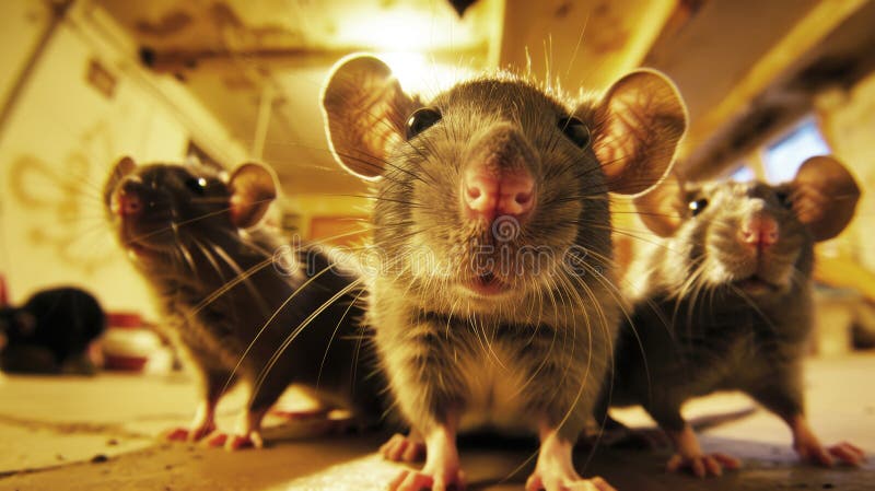 A Group of Mice are Seated on Top of a Wooden Floor Stock Illustration ...