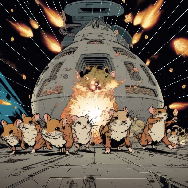 A Group of Mice Standing in Front of a Spaceship. Generative AI Image ...