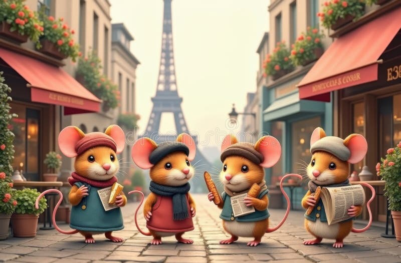 A Group of Mice on Vacation in Paris France at 28-10-2024 Stock ...