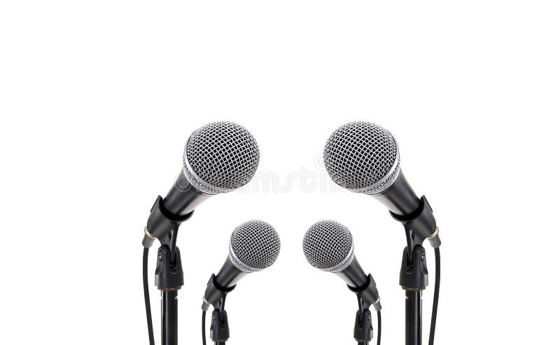 Group of Microphones Isolated Stock Photo - Image of record, perform ...