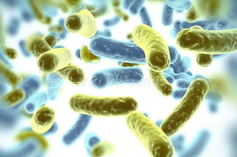 A Group of Microscopic Bacteria Isolated in Different Colors on a White ...