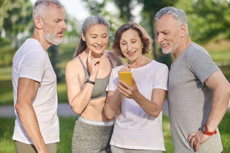 Group of Mid Aged People Making Selfie Stock Image - Image of smile ...
