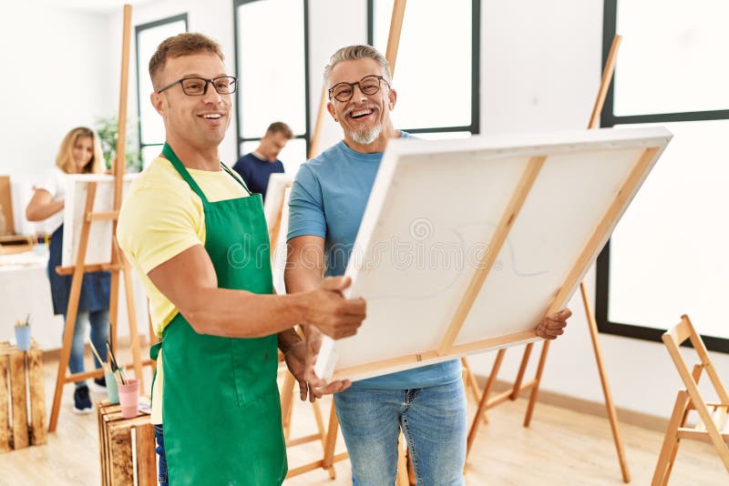 Group of Middle Age People Drawing at Art Studio Stock Photo - Image of ...