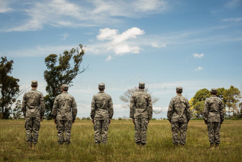 Group of Military Soldiers Standing in Line Stock Image - Image of ...