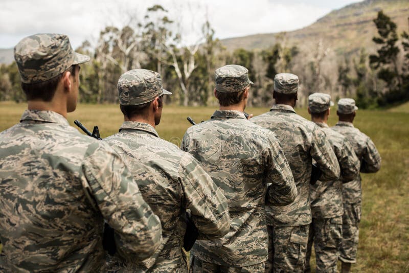 Group of Military Soldiers Standing with Rifles Stock Image - Image of ...