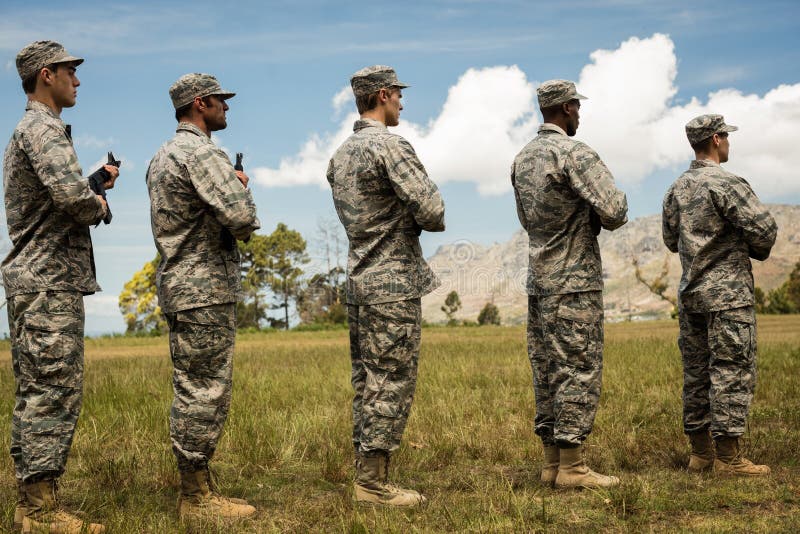Group of Military Soldiers Standing with Rifles Stock Photo - Image of ...