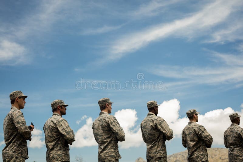 Group of Military Soldiers Standing in Line Stock Image - Image of ...
