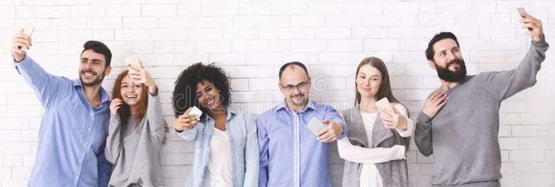 Group of Millennials Making Self-portraits Using Cellphones Stock Image ...