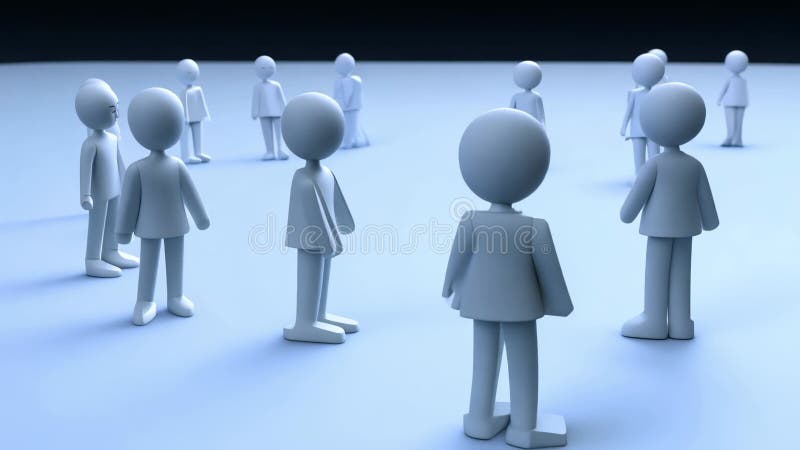 Group of Minimalist Figures Engaged in Team Discussion on Bright ...