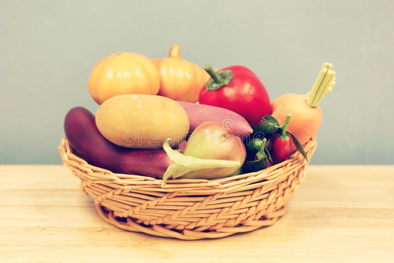 Group of Mix Plastic Vegetable in Basket Stock Photo - Image of basket ...