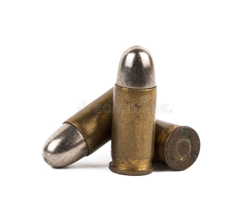 A Group of 9mm Bullets for a a Gun Isolated on White Stock Photo ...