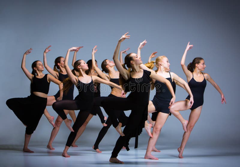 The Group of Modern Ballet Dancers Stock Image - Image of fitness ...