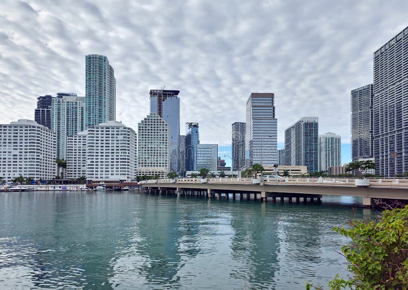 City of Miami Florida, Sunset Panorama with Business and Residential ...