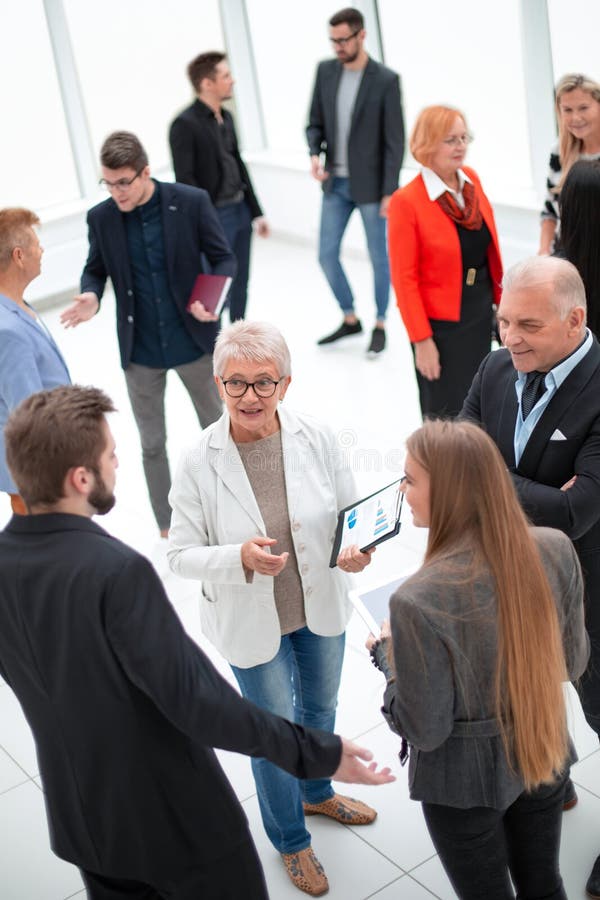 Group of Modern Business People Chatting during Coffee Break Stock ...