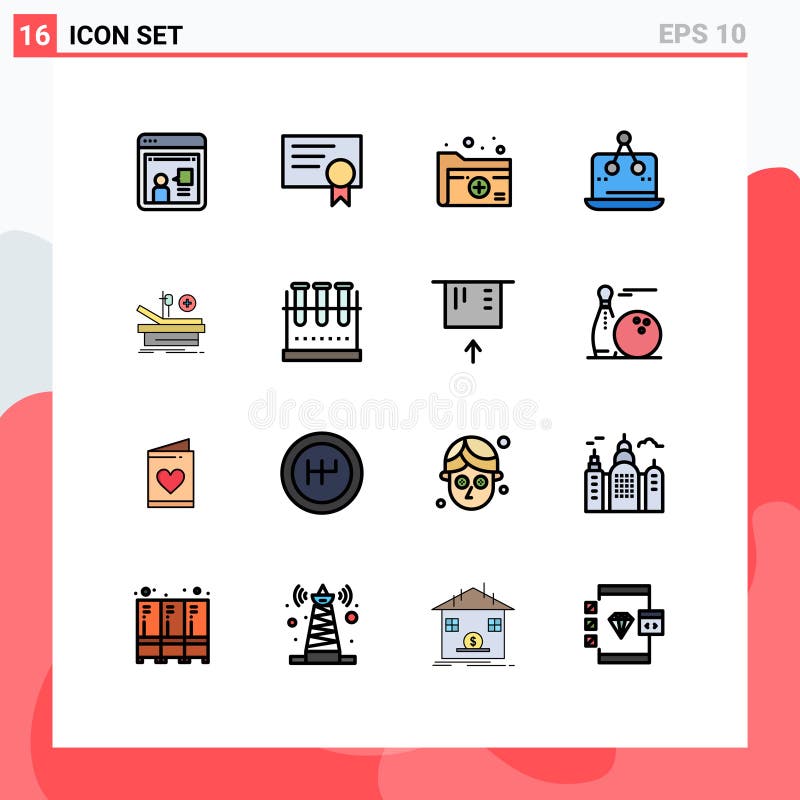 Flat Color Filled Line Pack of 16 Universal Symbols of Operation ...