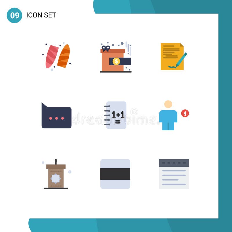 Group of 9 Modern Flat Colors Set for Notebook, Comment, Agreement ...