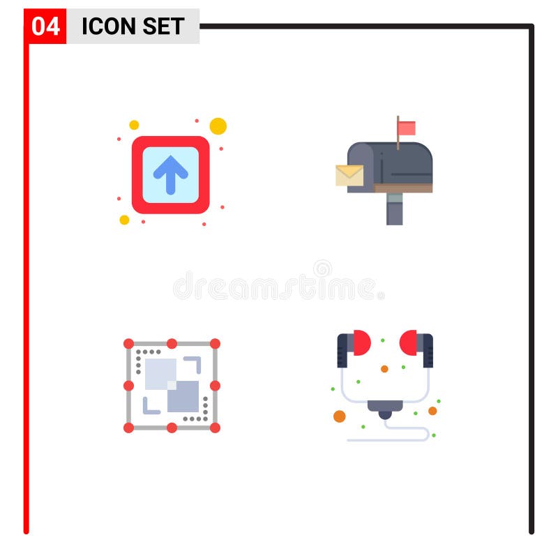 Group of 4 Modern Flat Icons Set for Arrow, Drawing, Signs, Message ...
