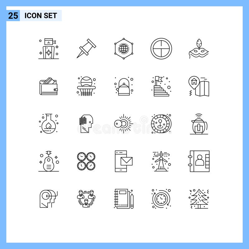 25 Creative Icons Modern Signs and Symbols of Mardigras, Costume, Data ...