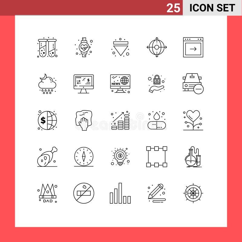 Group of 25 Modern Lines Set for Right, Arrow, Eject, Product ...